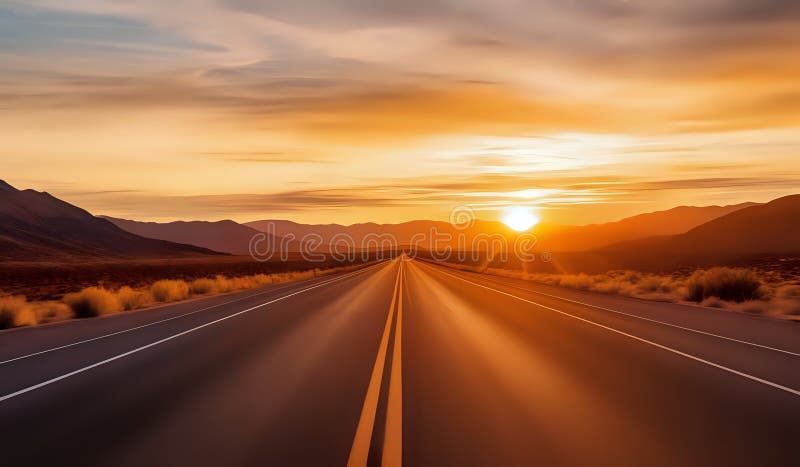 Beautiful Low Level View of an Empty Road with Mountain in Background ...