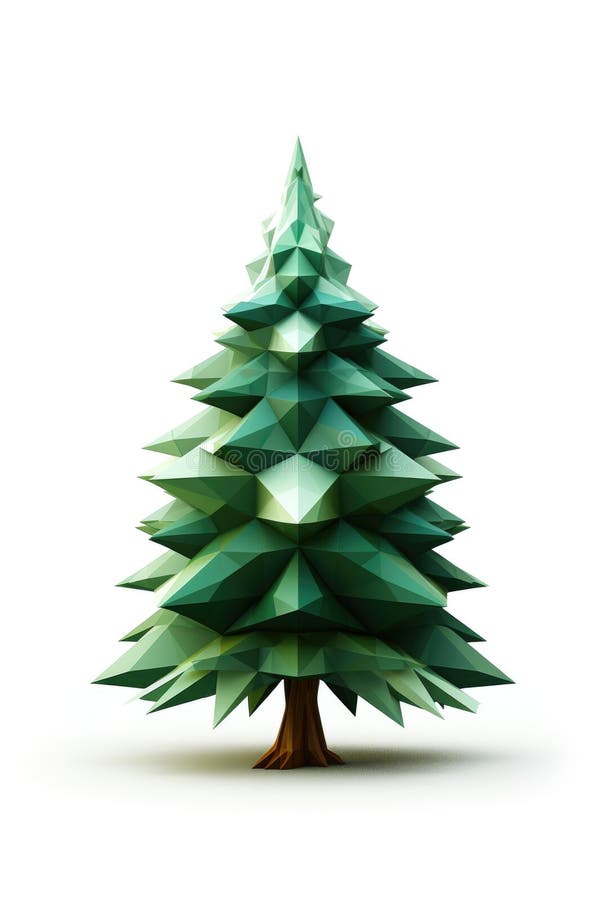 Beautiful Low Poly Fir Tree on White Background. Stock Illustration ...