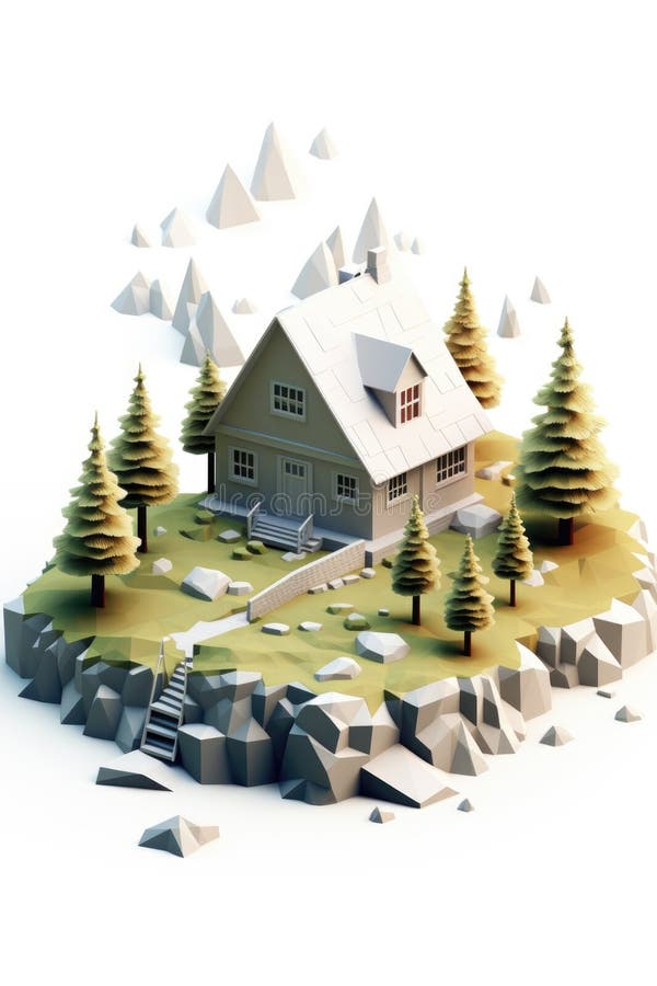 Beautiful Low Poly House on White Background Stock Illustration ...