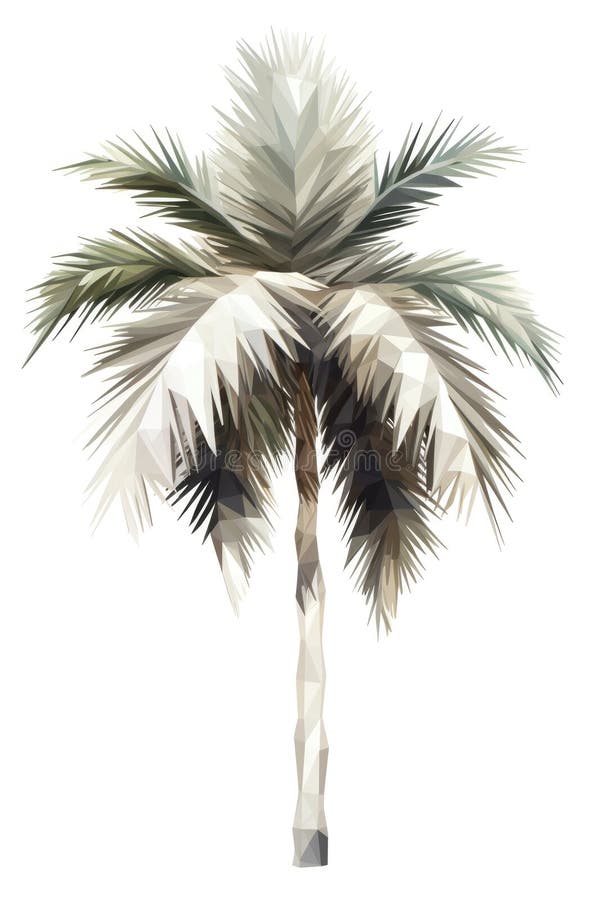 Beautiful Low Poly Palm on White Background. Abstract Botanical Stock ...
