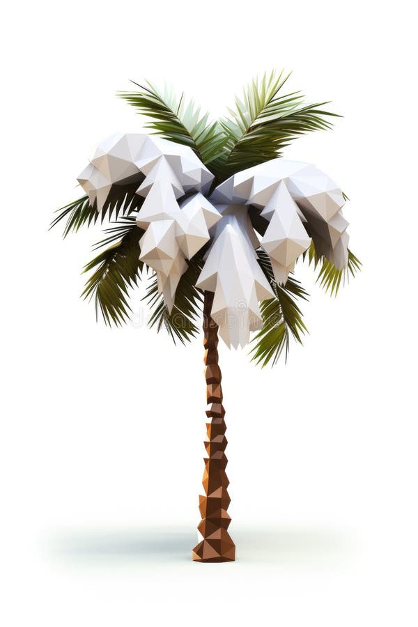 Beautiful Low Poly Palm on White Background. Abstract Botanical Stock ...