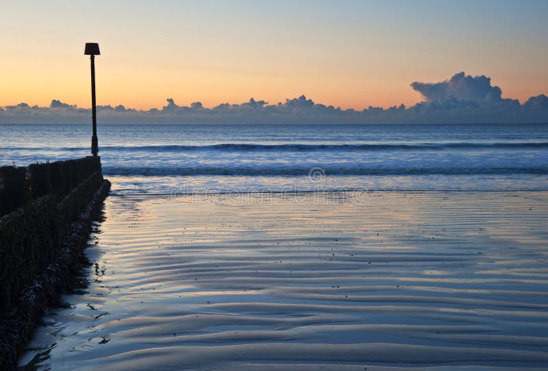 Beautiful Low Tide Beach Vibrant Sunrise Stock Image - Image of pool ...