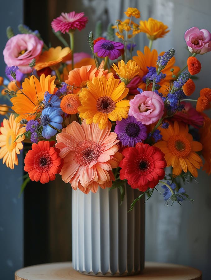 A Beautiful Lush Bouquet of Many Different Flowers Stock Illustration ...