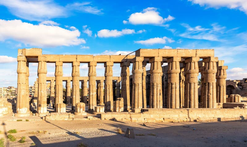 Beautiful Luxor Temple Columns, Side View, Egypt Stock Image - Image of ...