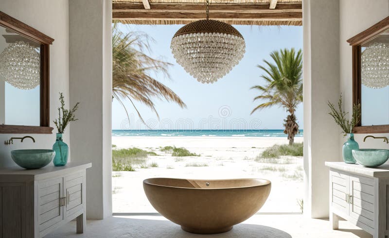 Beautiful Luxurious Bathroom with a Freestanding Bathtub, Generative AI ...