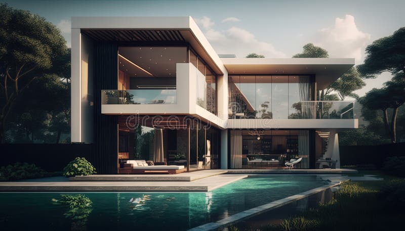 Beautiful Luxurious House Exterior. Architecture Study Design ...