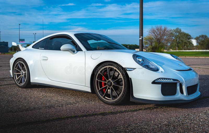 Beautiful Luxurious White 2014 Porsche GT3 Car Editorial Stock Photo ...