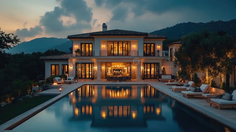 Beautiful Luxury Home with Infinity Pool Reflecting Milky Way Galaxy ...