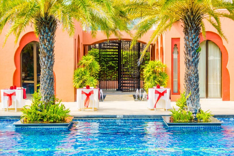 Beautiful Luxury Swimming Pool Stock Photo - Image of hotel, health ...