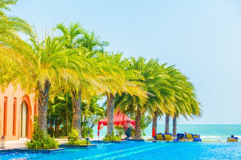 Beautiful Luxury Swimming Pool Stock Image - Image of beach, leisure ...