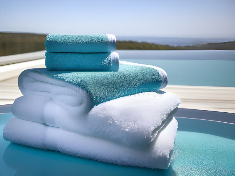 Beautiful Luxury Swimming Pool with Towel on the Beach, AI Generated ...