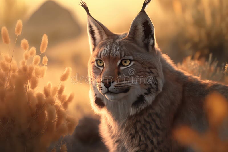 Beautiful Lynx in the Light of the Sun. Stock Illustration ...