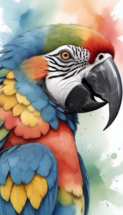 Beautiful Macaw Parrot Face Stock Illustration - Illustration of green ...