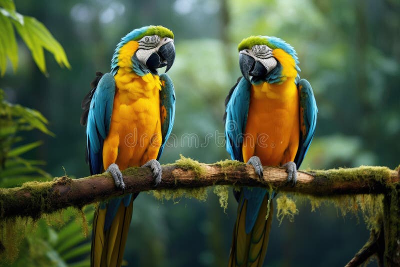 Beautiful Macaw Parrot on the Tree in the Forest. Beautiful Macaws in ...