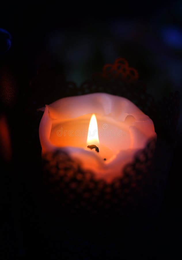 Beautiful Macro Photo of a Small Candle with a Flame Stock Photo ...