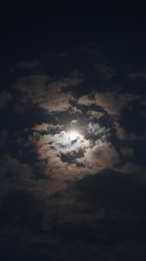 Beautiful Magic Blue Night Sky with Clouds and Full Moon Stock Image ...