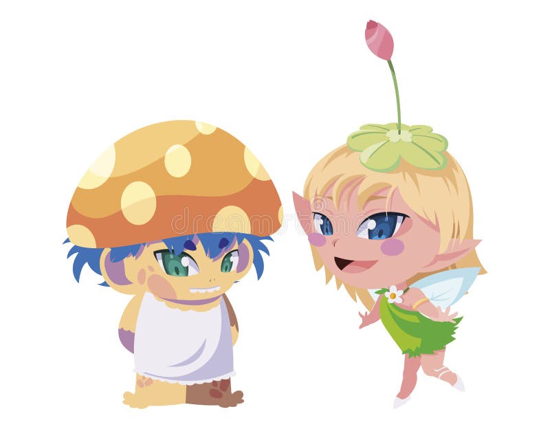 Beautiful Magic Fairy and Fungu Elf Characters Stock Illustration ...
