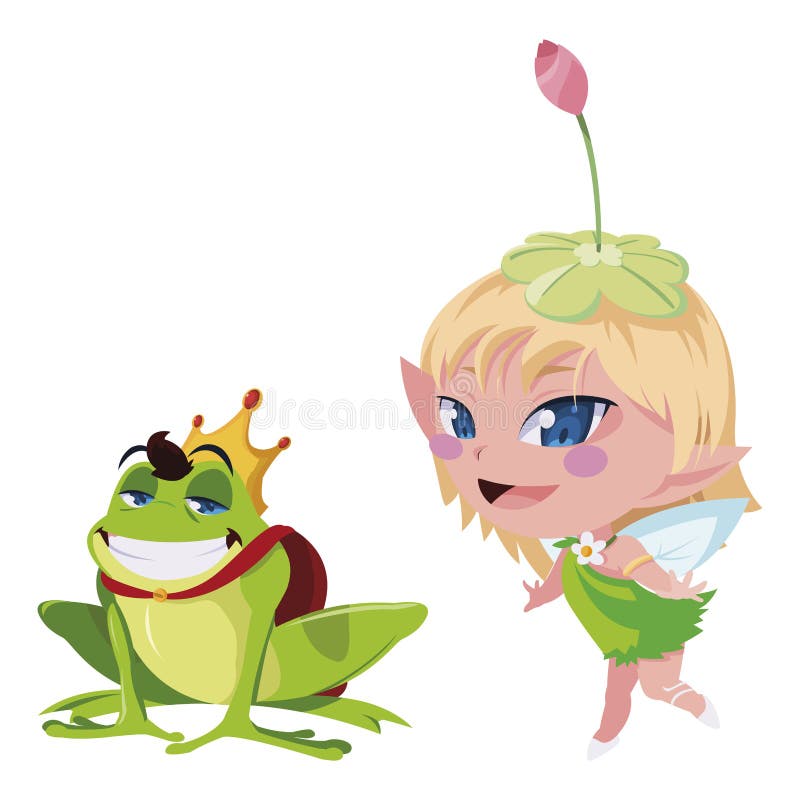 Beautiful Magic Fairy with Toad Prince Characters Stock Illustration ...