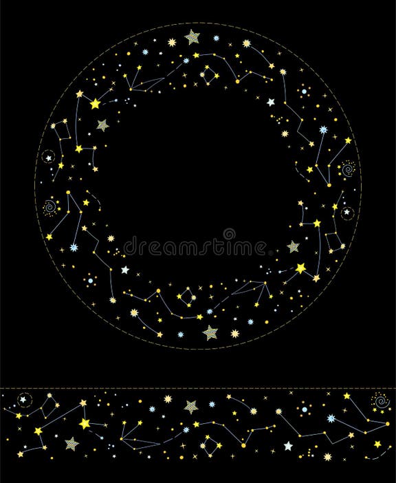 Beautiful Magic Frame and Border Made of Constellations on Black ...
