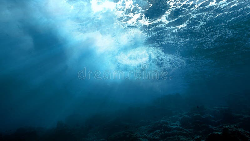 Sunlight in the Blue Deep Ocean Stock Image - Image of light, design ...