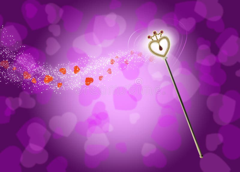 Beautiful Magic Wand with Fairy Sparkle on Violet Background Stock ...