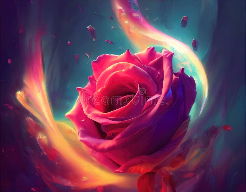 An Beautiful Magical Red Rose Illustration, Ai Generated Image Stock ...