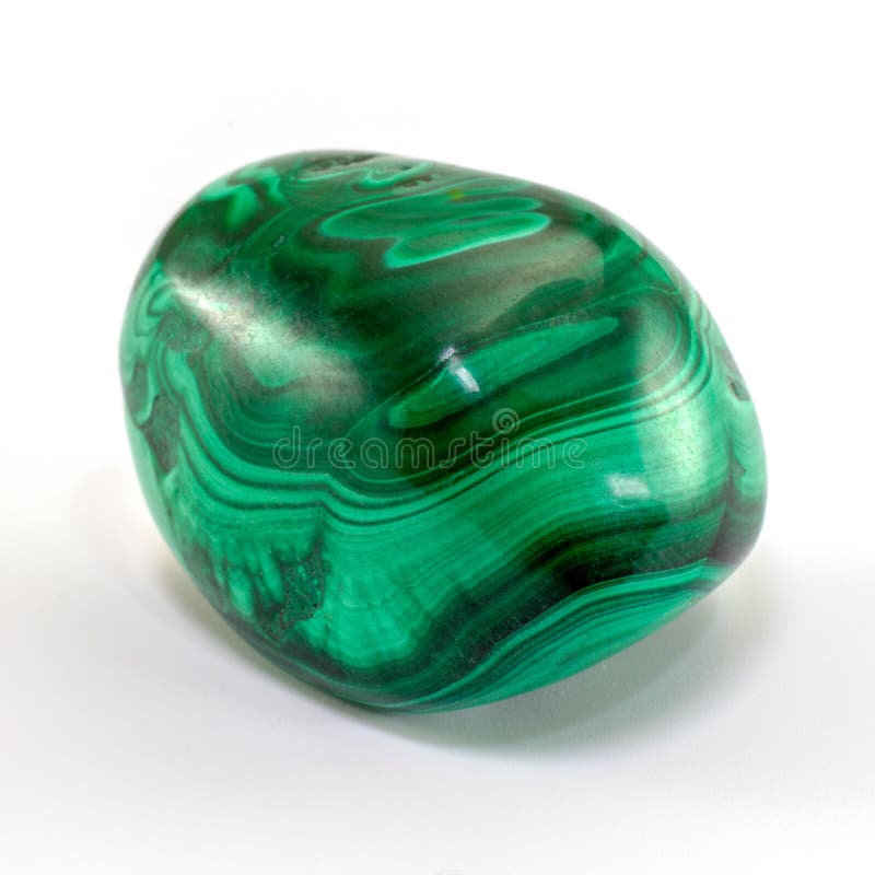 Malachite Gemstone with Beautiful Surface Texture, Isolated on White ...