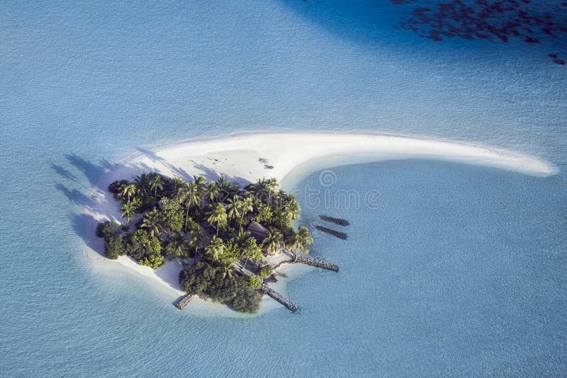 Beautiful Maldivian White Sand Island, View from Above Stock Photo ...