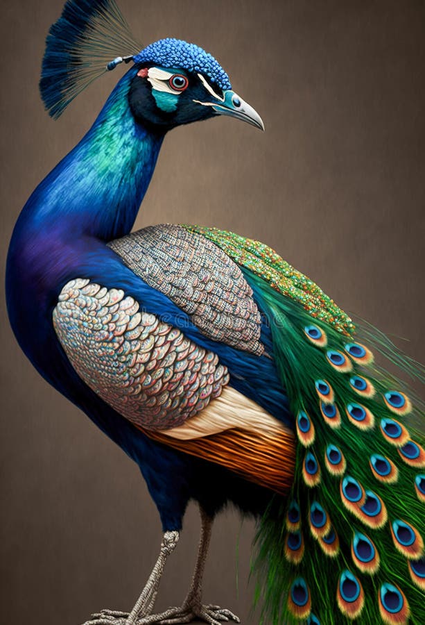 Beautiful Male Peacock with Feathers. Generative AI Stock Illustration ...
