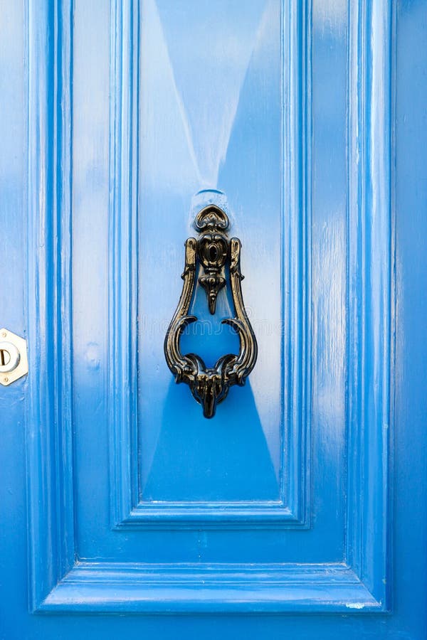 Beautiful Maltese Bright Blue Door with Beautiful Handle Closeup ...