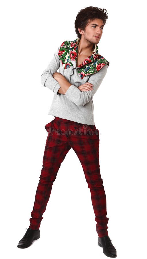 Beautiful Man in Exclusive Design Clothes Stock Image - Image of ...