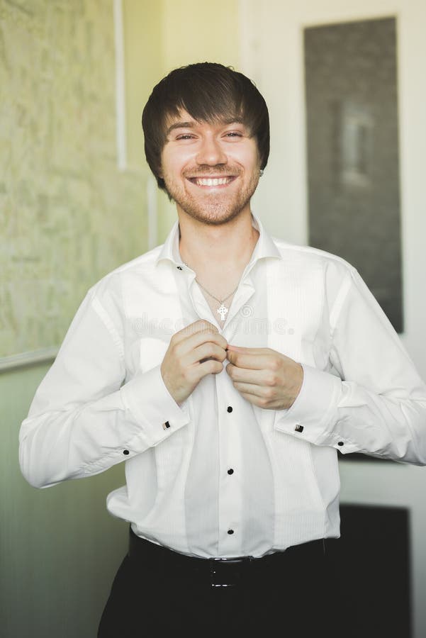Beautiful Man, Groom Posing and Preparing for Wedding Stock Photo ...