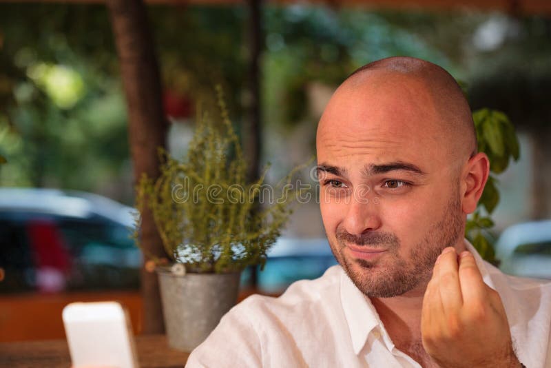 Beautiful Man Hand Gesture on the Phone Stock Image - Image of outside ...