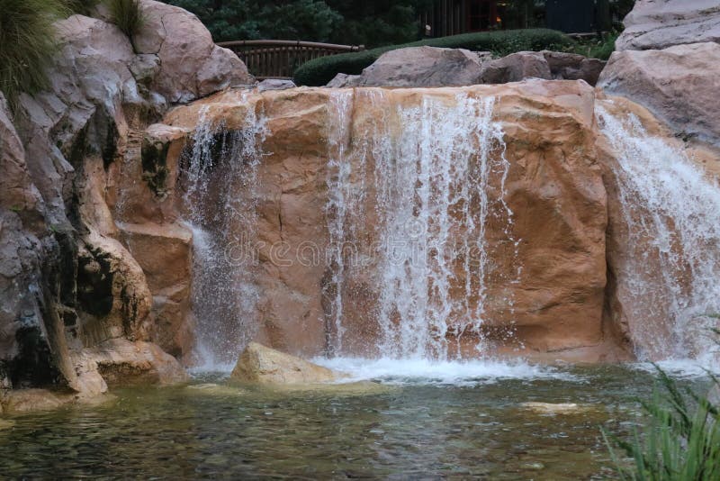 Beautiful Man-Made Waterfall Landscape Stock Image - Image of upscale ...