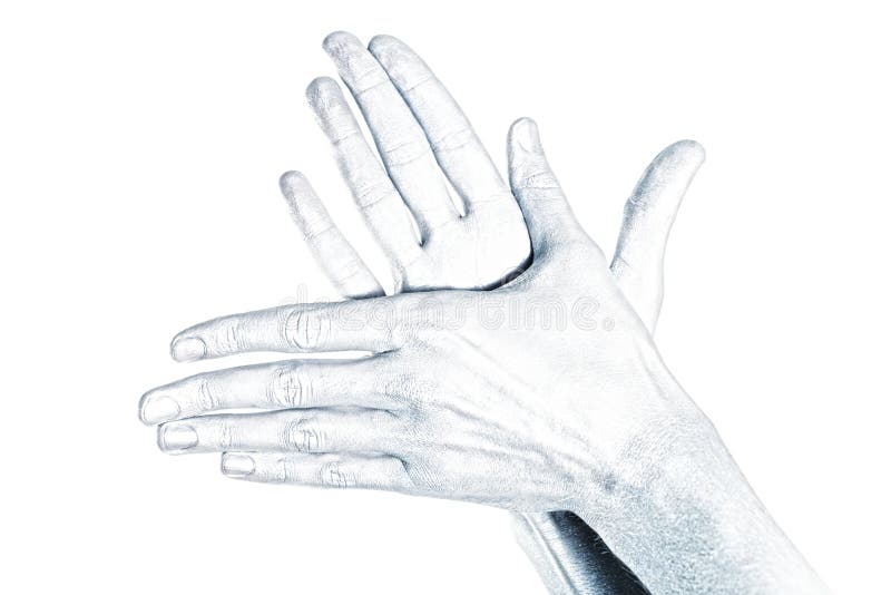 Silver Man Hand with a Heart Symbol Stock Image - Image of fingers ...