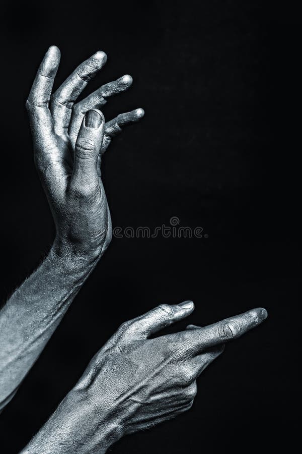 Silver Men S Hands Holding Red Magic Glow Stock Image - Image of light ...