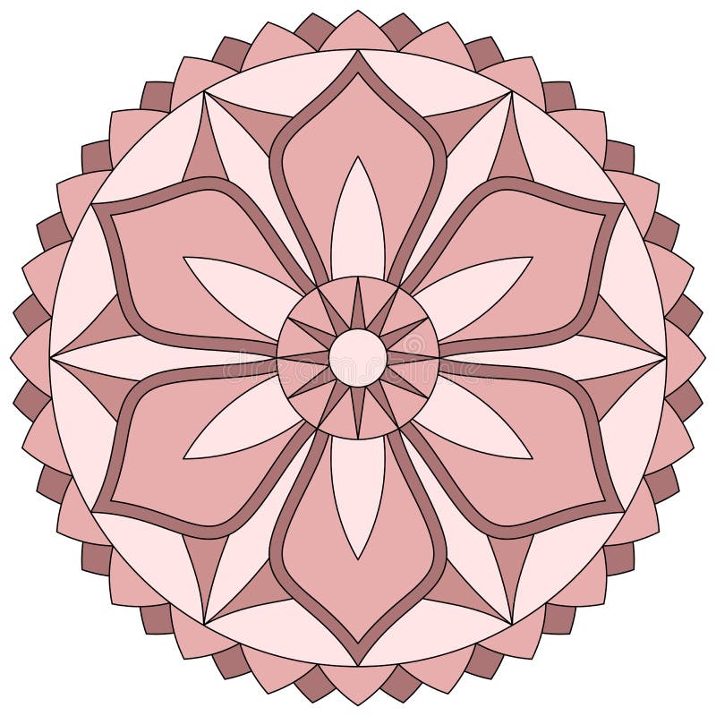 Beautiful Mandala in Dusty Rose Colors with Floral Pattern. Vector ...