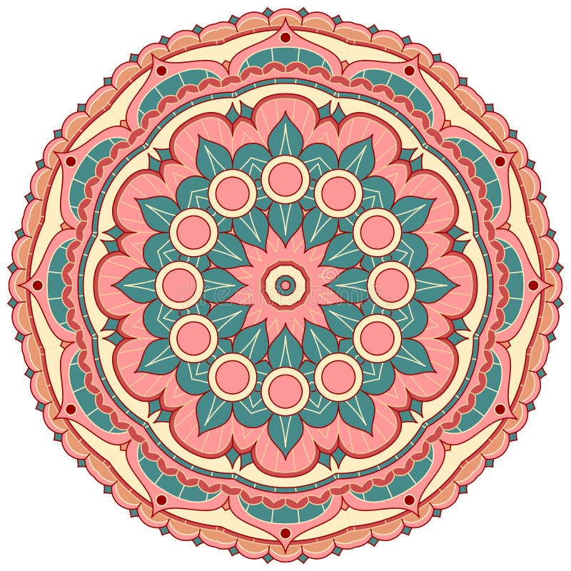 Beautiful Mandala with Multi-coloured Plant Pattern Isolated on White ...