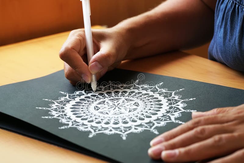 Beautiful Mandala Painted on a Paper Stock Photo - Image of color ...