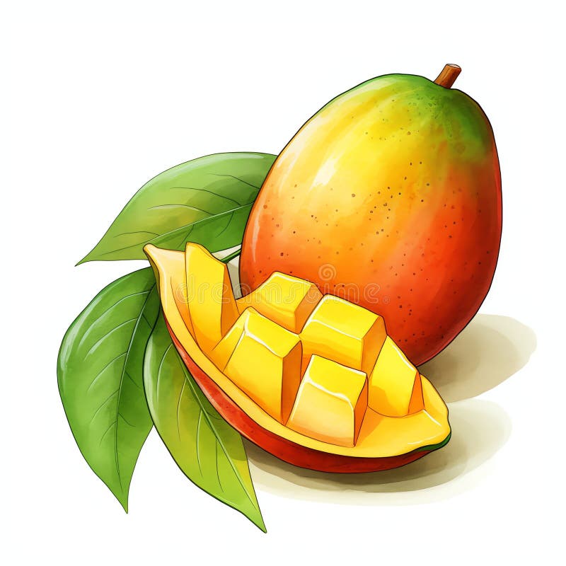 Beautiful Mango Watercolor Clipart Illustration Stock Illustration ...