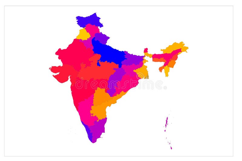 Beautiful Map of India States with Separate Colors on Each India States ...