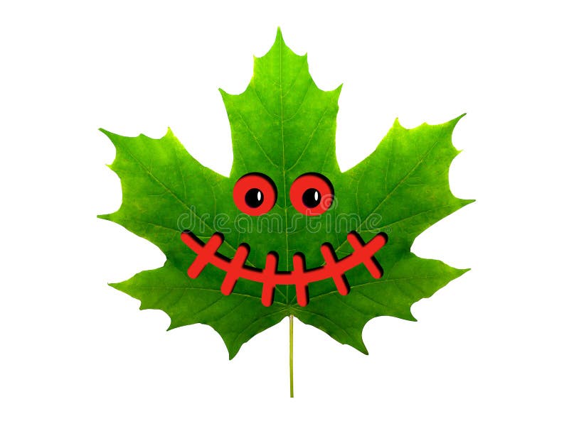 Beautiful Maple Leaf with Halloween Face Stock Image - Image of design ...