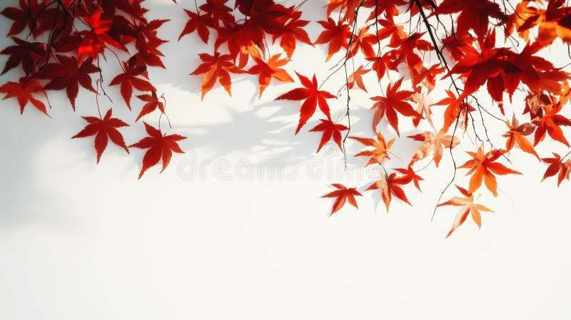 Beautiful Maple Leaves in Autumn on Isolated White Background. Stock ...