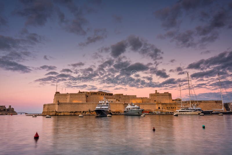 Beautiful Marina of Birgu at Sunset, Malta Stock Image - Image of ...
