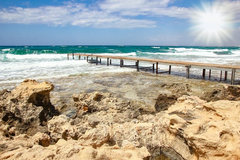 Beautiful Marina on Nature Shore of the Sea Background Stock Photo ...