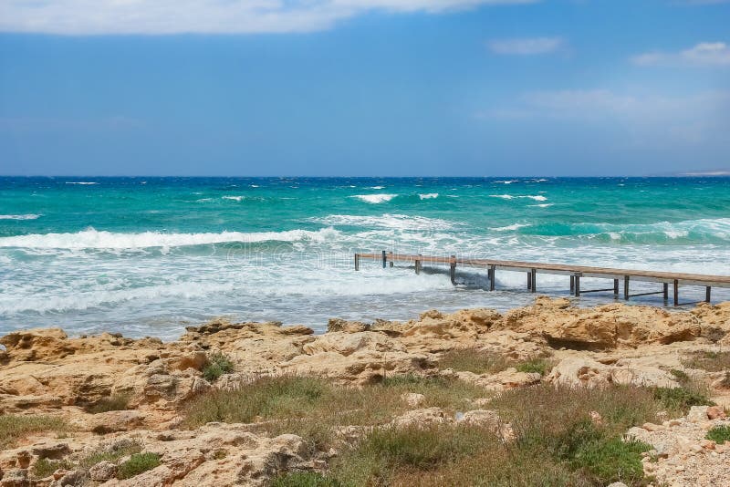 Beautiful Marina on Nature Shore of the Sea Background Stock Photo ...