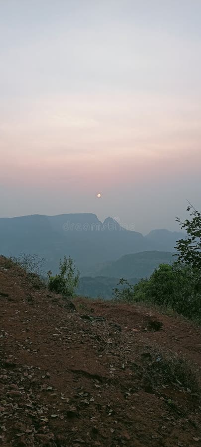 Beautiful Matheran Sunset Point. Trees and Mountains Stock Image ...