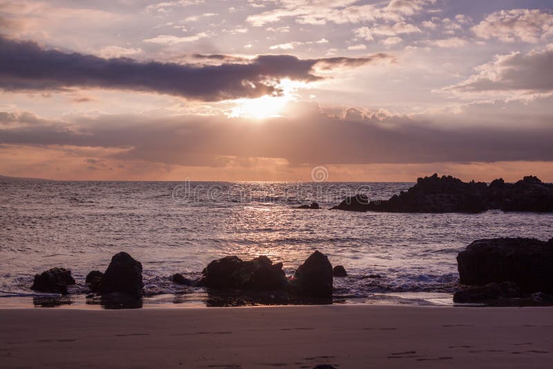 Beautiful Maui Sunset stock photo. Image of rocks, sunset - 80444474
