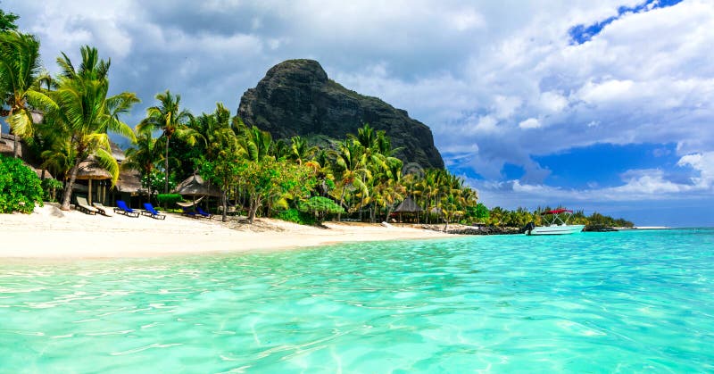 Beautiful Mauritius Island. Le Morne Beach Stock Image - Image of ...