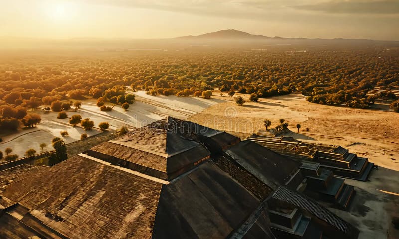 Beautiful Mayan Pyramid Complex at Sunset Aerial View Stock Video ...